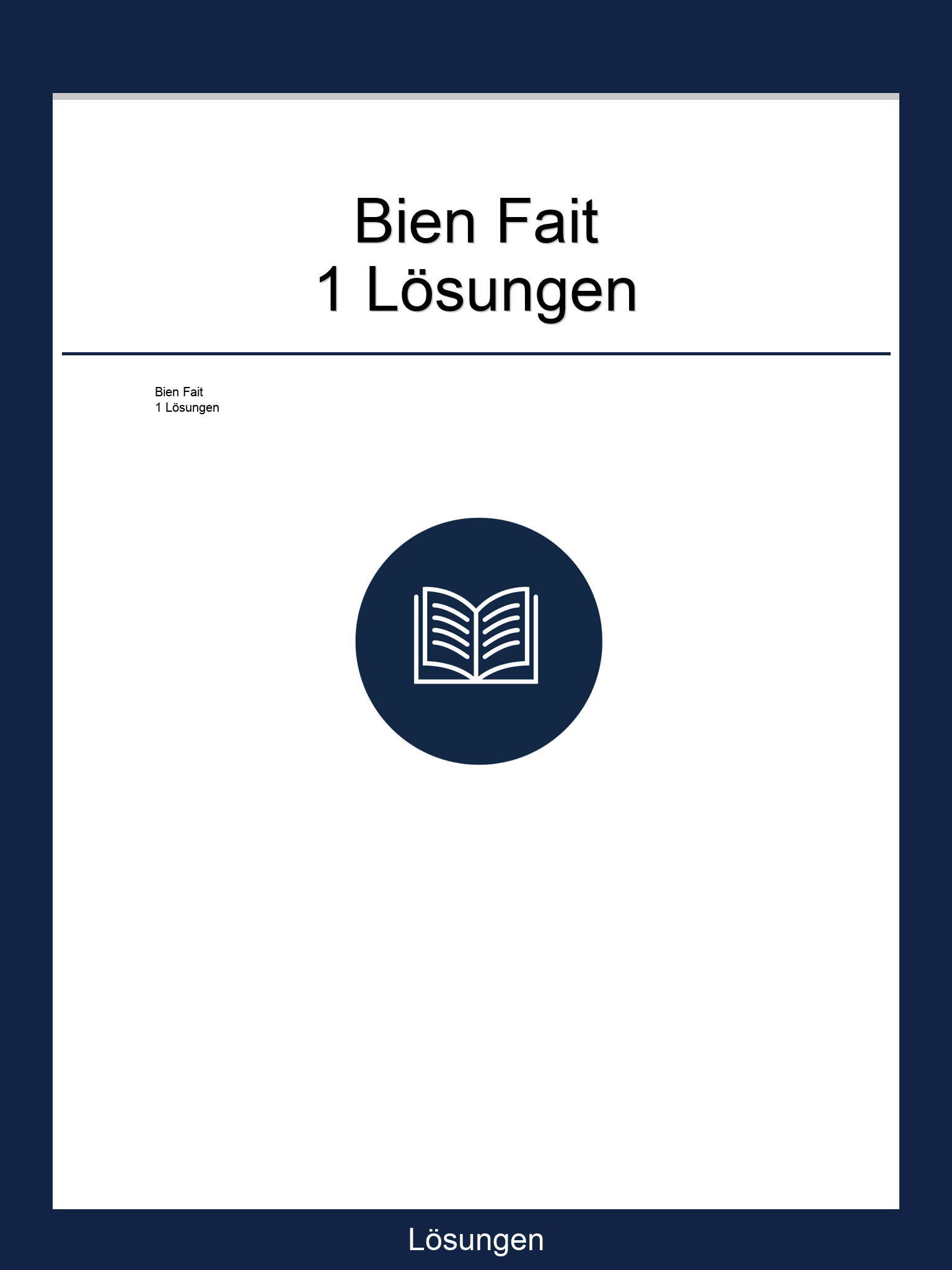 Bien Fait 1 Lösungen PDF